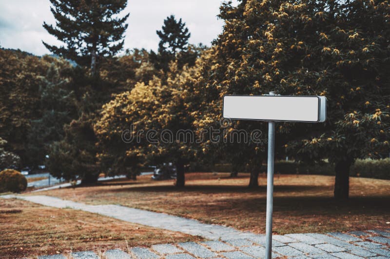 Blank Rectangular Sign in a Park Stock Photo - Image of space, park ...