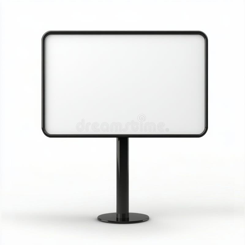 Blank Rectangular Signboard with Black Stand Isolated on White ...