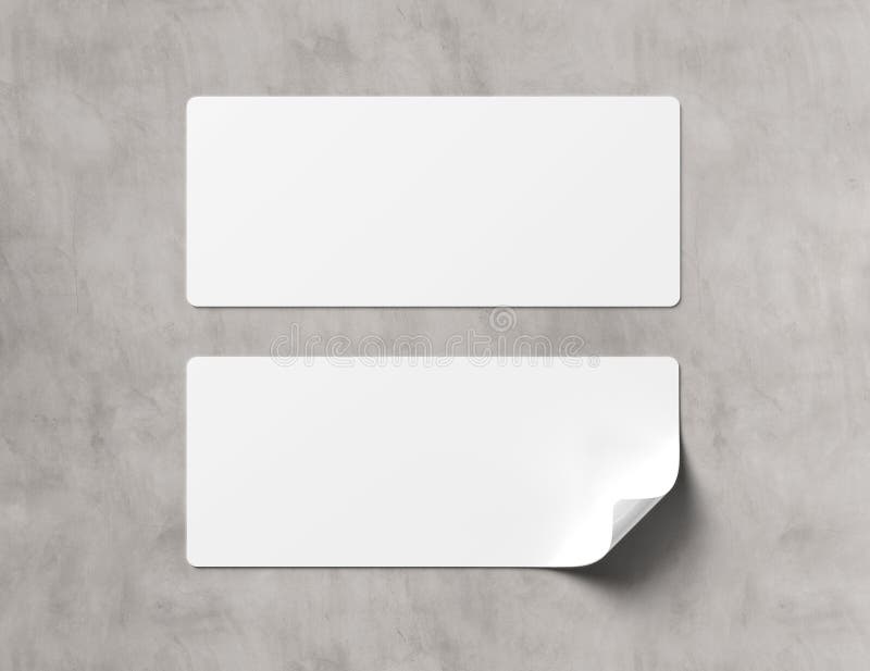 Blank Rectangular Sticker Mockup Isolated. Large Label Template. 3D ...