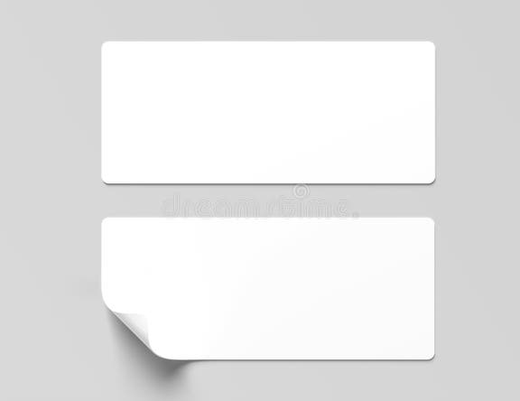Blank Rectangular Sticker Mockup Isolated. Large Label Template. 3D ...
