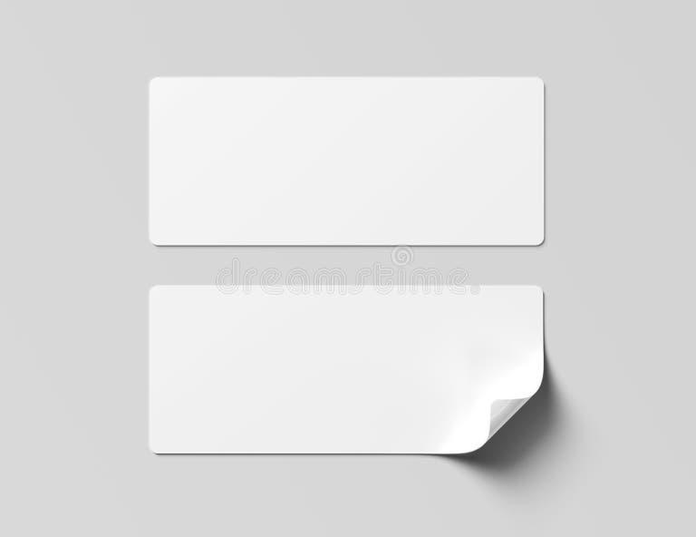 Blank Rectangular Sticker Mockup Isolated. Large Label Template. 3D ...