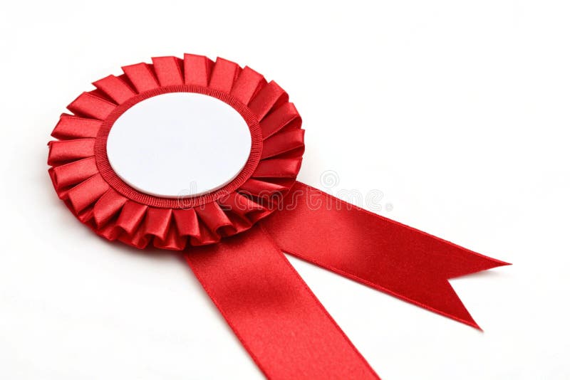 Blank Red Award Winning Ribbon Rosette Isolated on White Stock ...