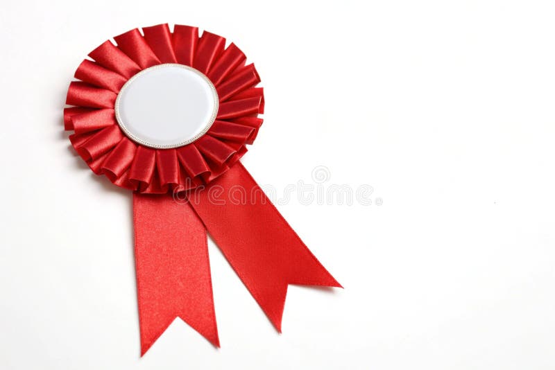Blank Red Award Winning Ribbon Rosette Isolated on White Stock ...