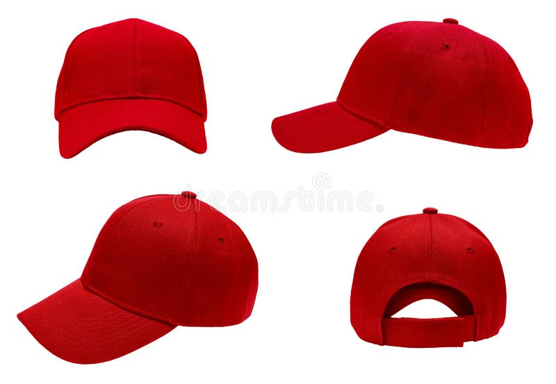 Blank Red Baseball Cap 4 View Stock Photo - Image of template, textile ...
