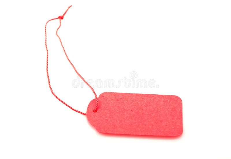 Blank Red Gift Tag Tied with String Stock Photo - Image of package ...