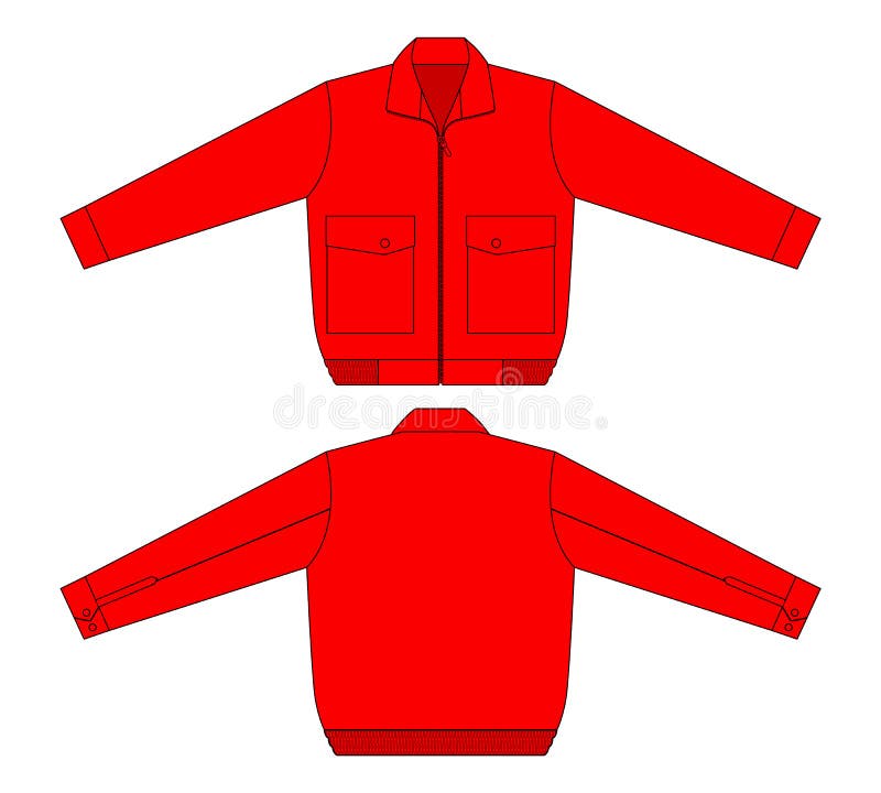 Blank Red Jacket with Two Big Pocket Template Vector Stock Illustration ...