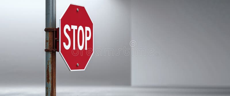Blank Red Octagon Stop Sign on Metal Post - Traffic Warning Sign. Stock ...