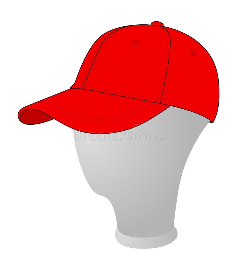 Blank Red 6 Panel Baseball Cap Template Vector. Stock Illustration ...