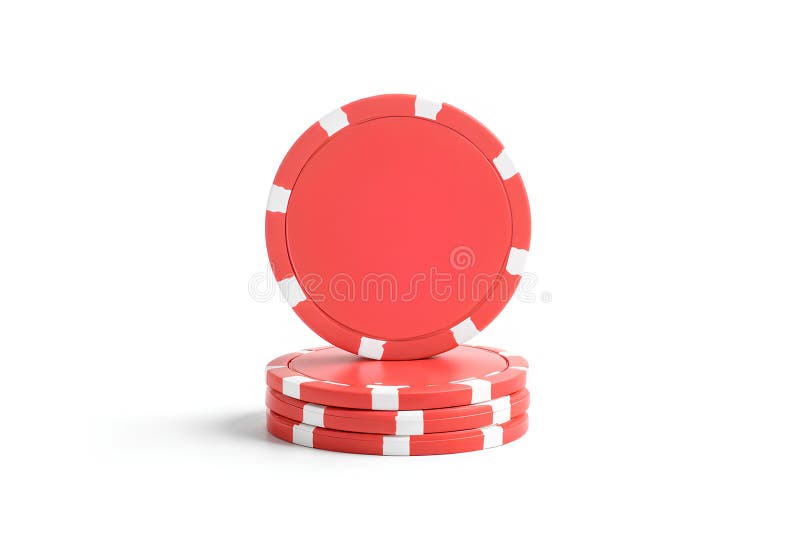Blank Red Plastic Round Chip Mockup Stand on Stack, Isolated. Stock ...