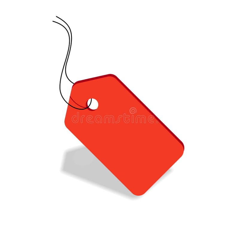 Blank Red Price Tag with String Attached on White Background. Stock ...