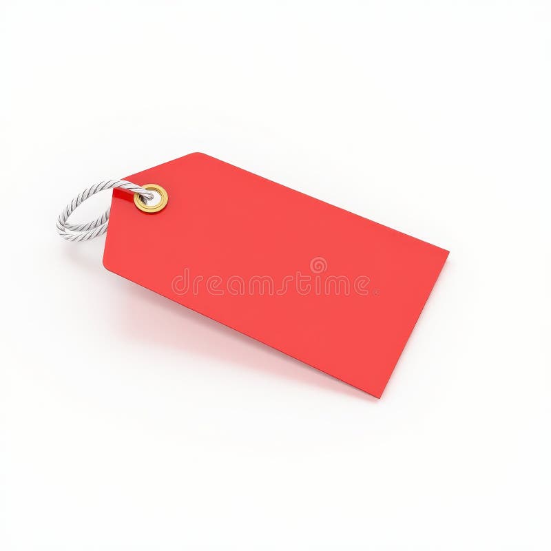 A Blank Red Price Tag with a White String on a White Background. Stock ...