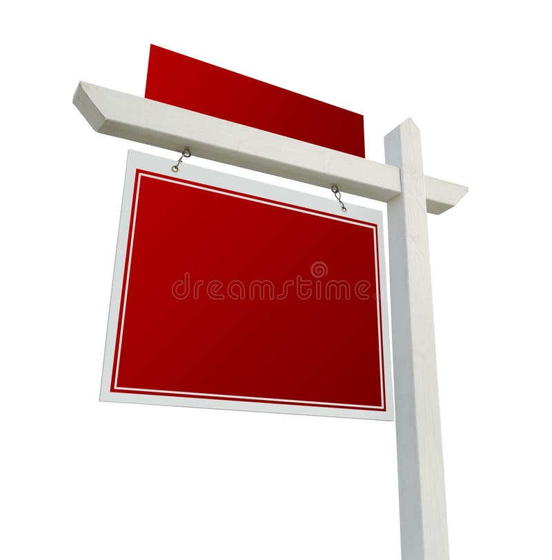 Blank Red Real Estate Sign on White Stock Photo - Image of copy ...