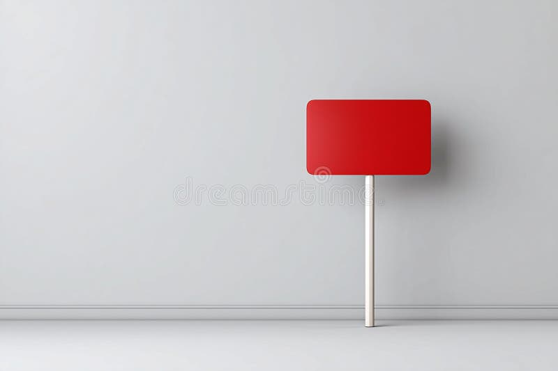 Blank Red Rectangular Sign on a White Pole Standing Against a Light ...