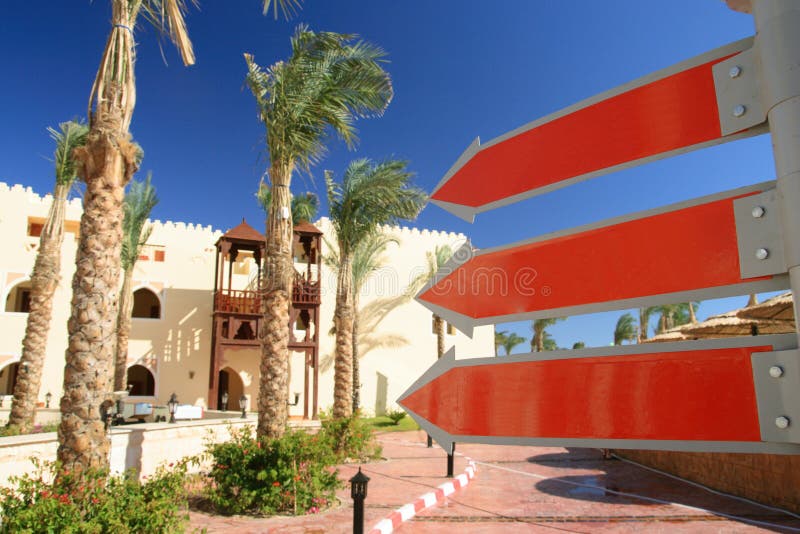 Blank, Red Signs in a Hotel Stock Image - Image of blue, billboard: 8588029