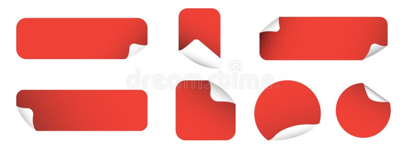 Blank Red Sticker Rectangle and Circle Blank Sticker Template Stock ...