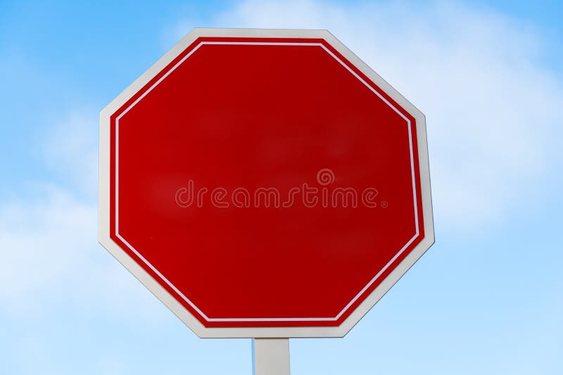Blank Red Stop Sign with a Sky Blue Background Stock Photo - Image of ...