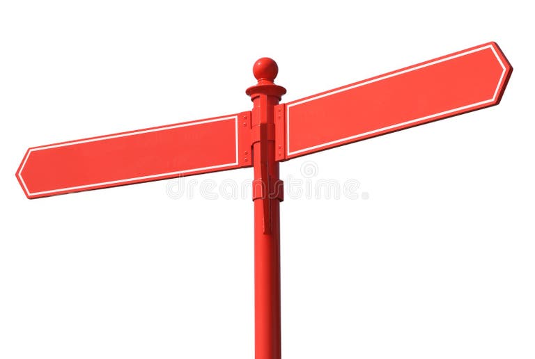 Blank Red Two Way Signpost. Stock Image - Image of post, direction: 2315815