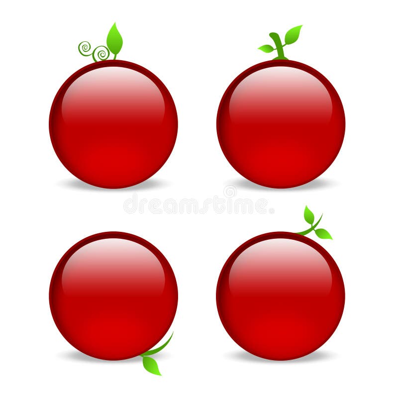 Blank Red Web Icons with Leaf Embellishments Stock Illustration ...