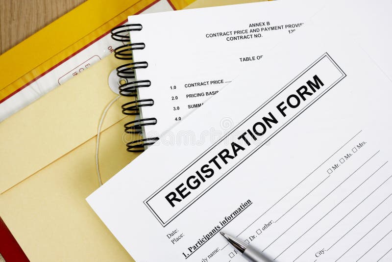 Blank registration form stock image. Image of contents - 33670245