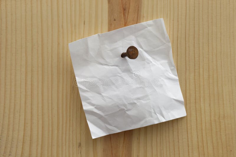 Blank Reminder Note Nailed To a Wall Stock Photo - Image of nail, wood ...