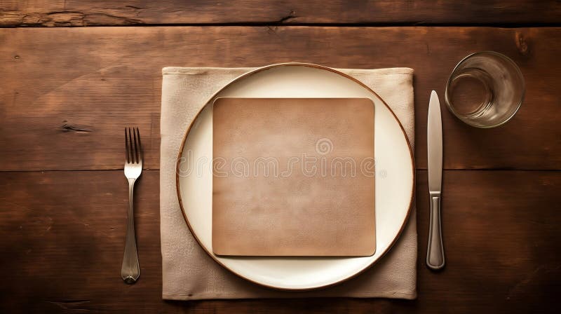 Blank Restaurant Menu in Plate with Fork and Knife and Glass Isolated ...