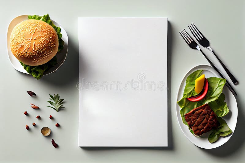 Blank Restaurant Menu Template on Light Table AI Generated, Top View ...