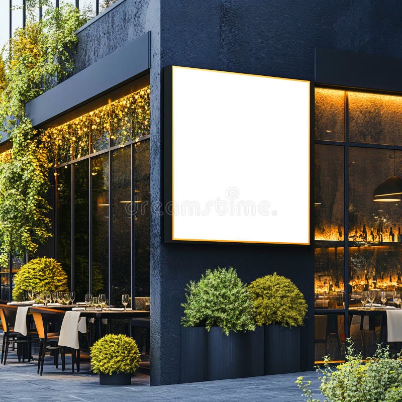Blank Restaurant Sign Modern Building Exterior Mockup Stock ...