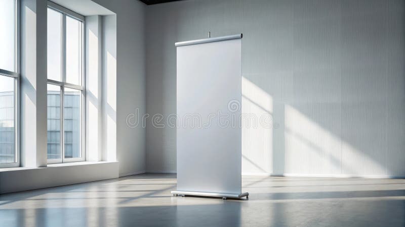 Blank Retractable Banner in a Sunlit Minimalist Room. Generative AI ...
