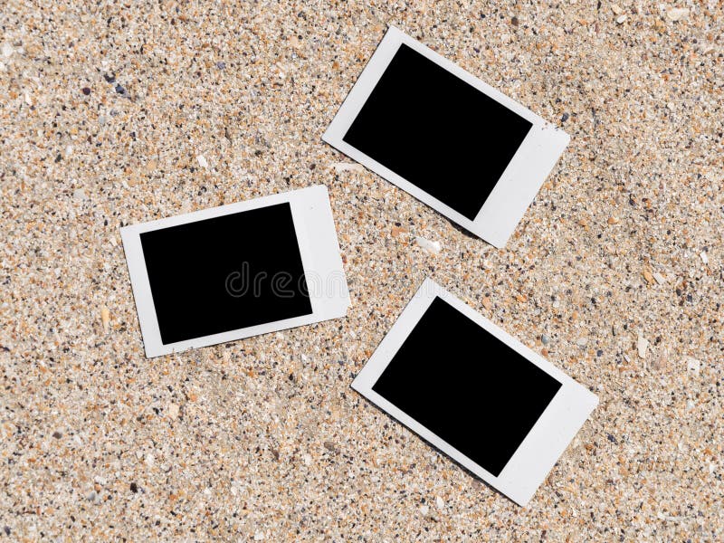 Blank Retro Instant Photos on Beach Stock Image - Image of post, ocean ...