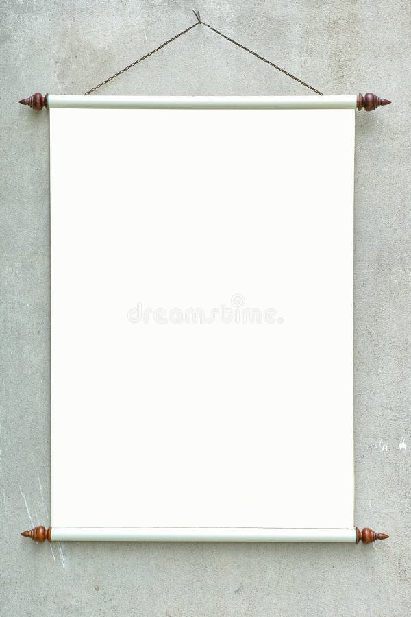 Blank Retro Roll Up Poster Banner Hanging on Wall for Mockup Stock ...