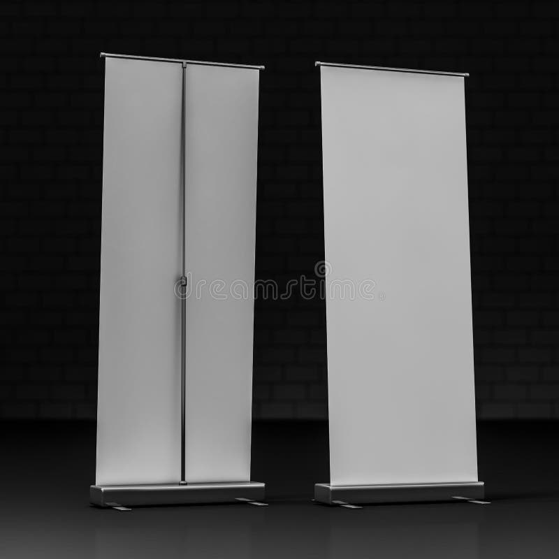 Blank Roll Up Banner. 3D stock illustration. Illustration of ...