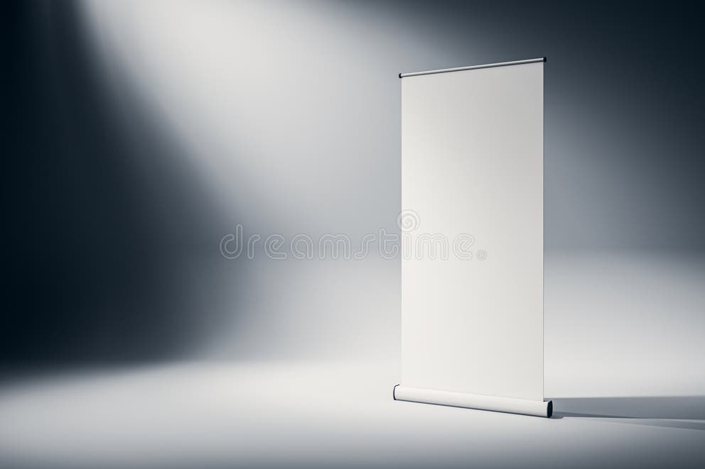 Blank Roll-up Banner in a Minimalistic Studio Setting with Spotlight ...