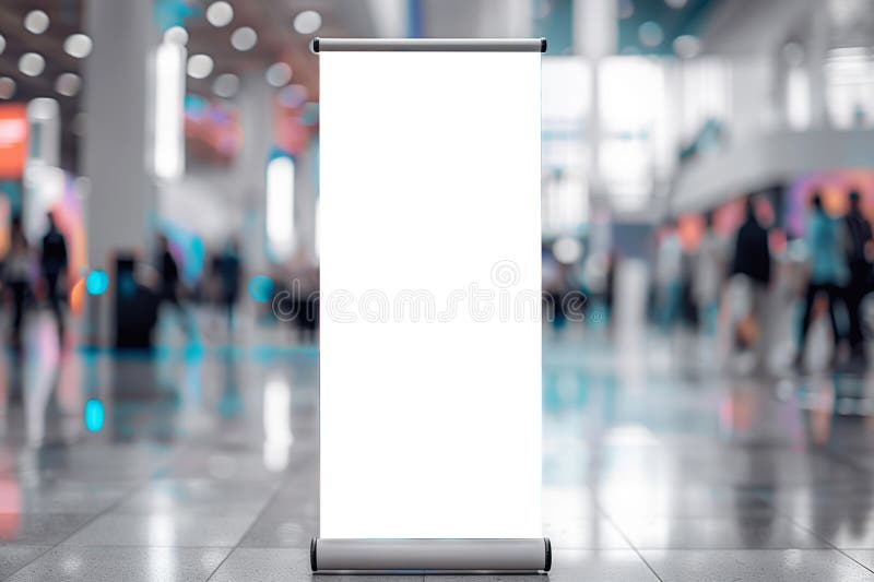Blank Roll-up Banner Stand in a Busy Exhibition Hall Stock Image ...