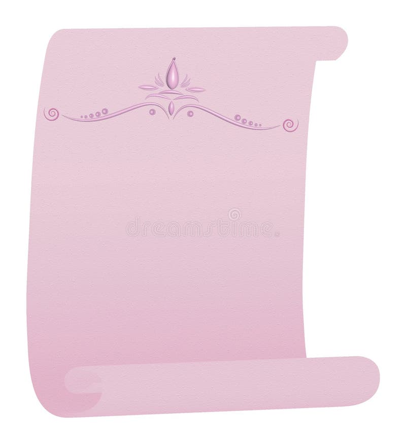 Vector Pink Parchment Ribbon with Ornament. Stock Vector - Illustration ...