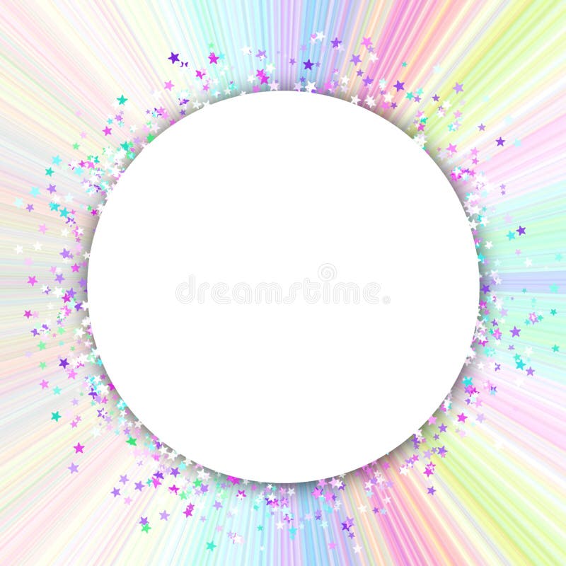 Blank Round Frame with Colorful Background in Rays and Stars of ...