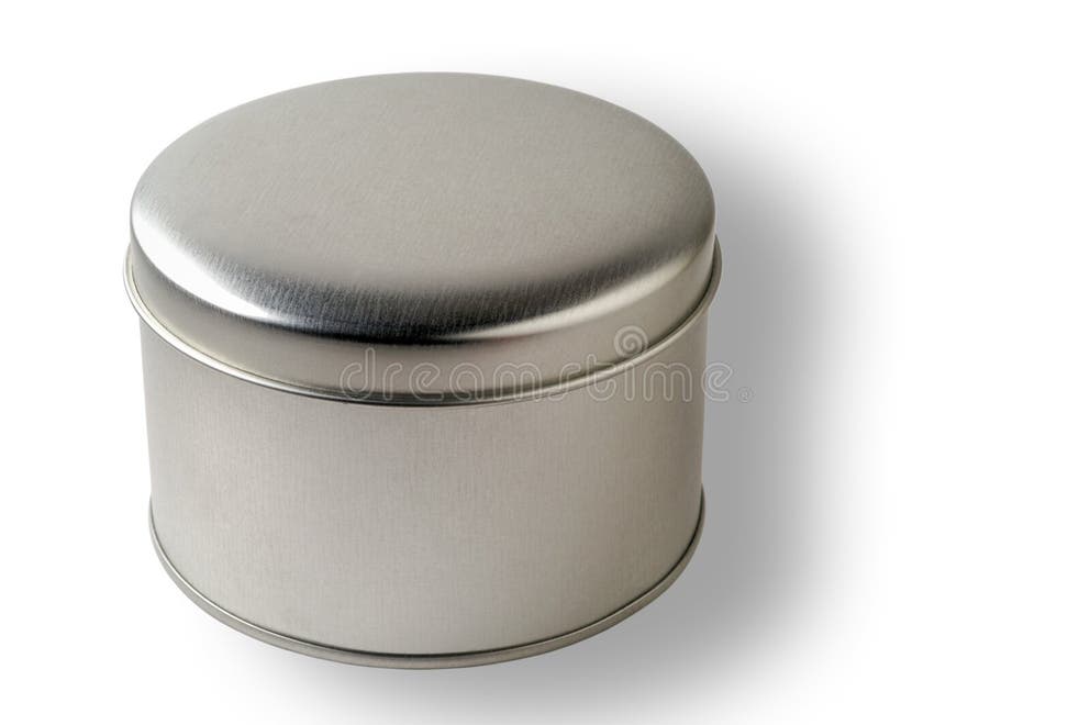 Blank Round Metal Container with Clipping Path Stock Photo - Image of ...