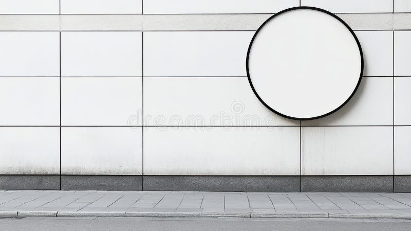 Blank Round Sign on Modern Building Stock Illustration - Illustration ...