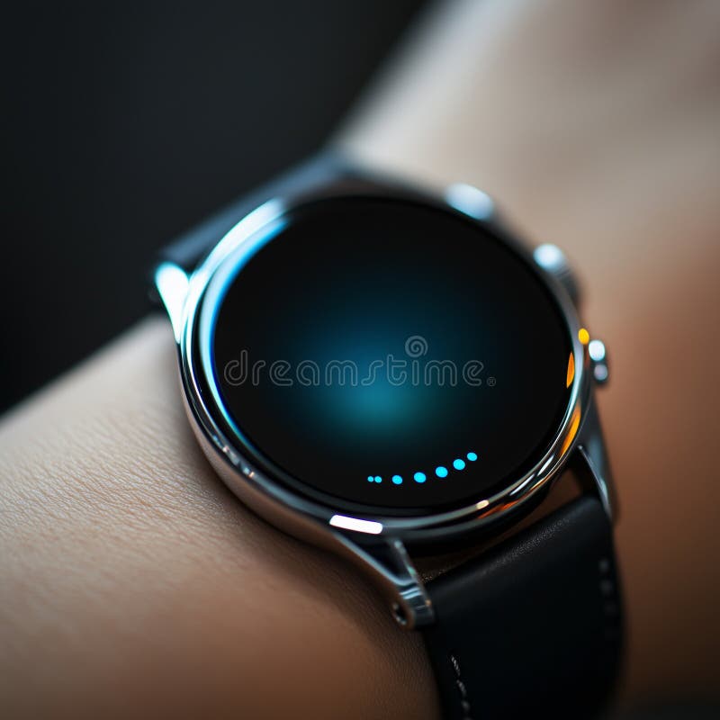 Blank Round Smart Watch on Wrist, Empty Screen Smart Watch Mockup Stock ...