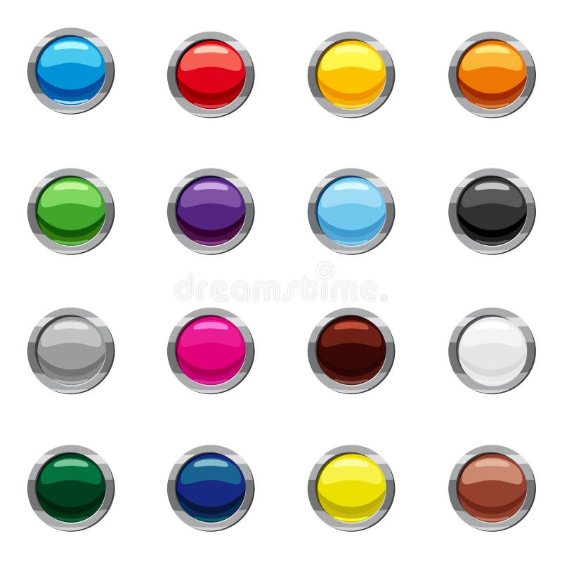 Blank Round Web Buttons Icons Set, Cartoon Style Stock Illustration ... Blank Round Web Buttons Icons Set, Cartoon Style Stock Illustration ...
