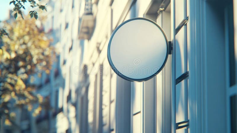 Blank Round White Sign on Building Exterior Stock Illustration ...