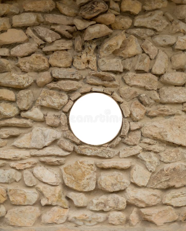 Blank Round Window on Rock Wall Stock Photo - Image of grey, circle ...