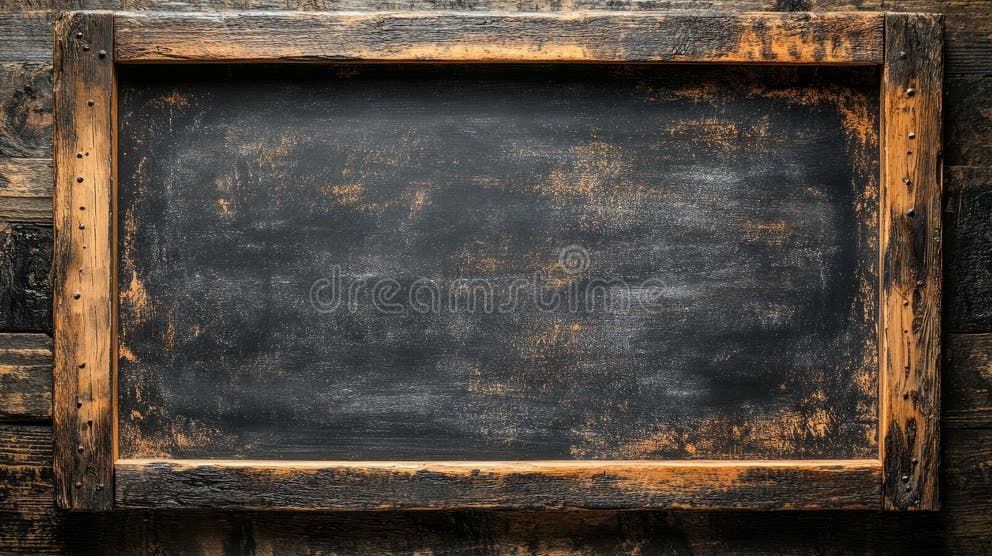 Blank Rustic Blackboard with Wood Frame. Stock Photo - Image of ...