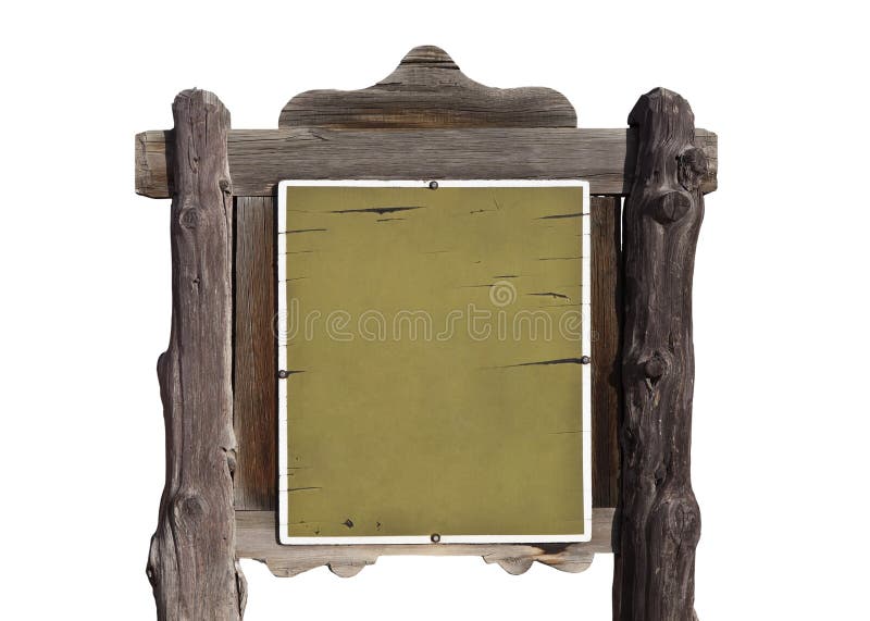 Blank Rustic Sign Hanging on Antique Teal Blue Wood Fence with Log and ...