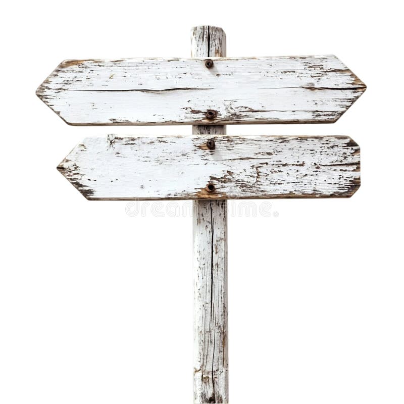 Rustic White Wooden Signpost Two Arrows Blank Old Aged Path Road Guide ...