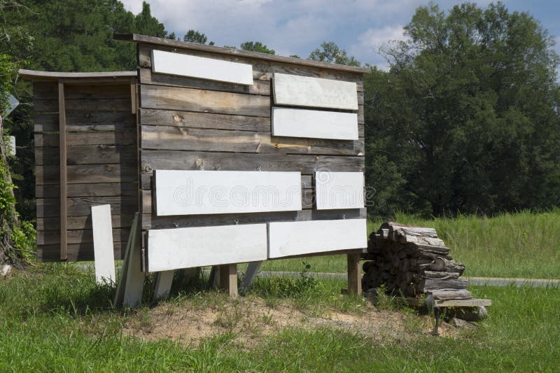 Blank Rustic Wood Sign on Country Road Stock Image - Image of billboard ...