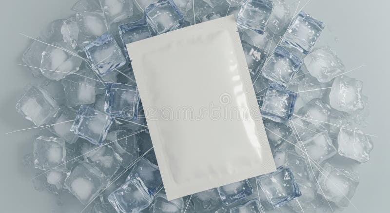 Blank Sachet Mockup on Ice Cubes Stock Illustration - Illustration of ...