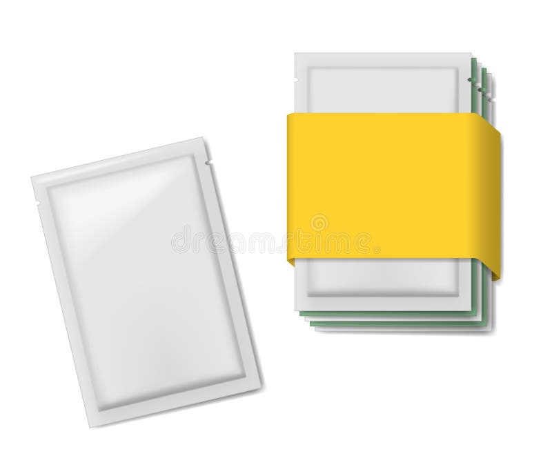 Blank Sachet Packet Pack, Realistic Vector Illustration. Mockup for ...
