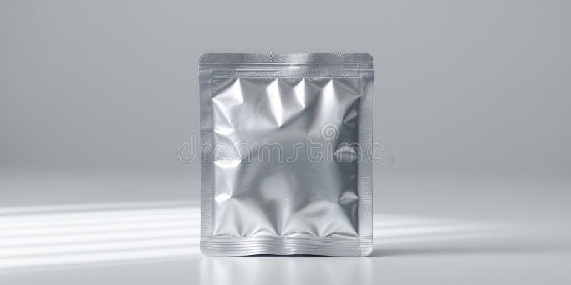 Blank Sachet Pouch with a Wrinkled Foil Texture on a Clean Background ...