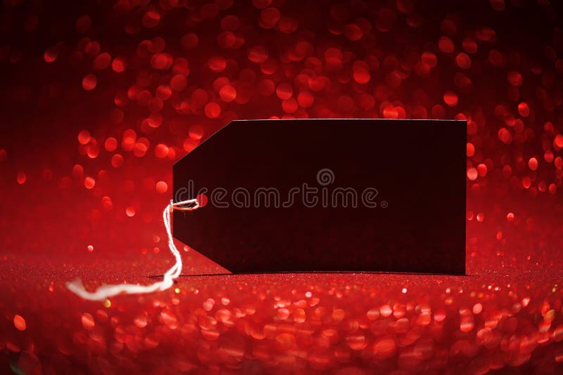 Blank Sale Tag on Red Glitter Background Stock Image - Image of ...