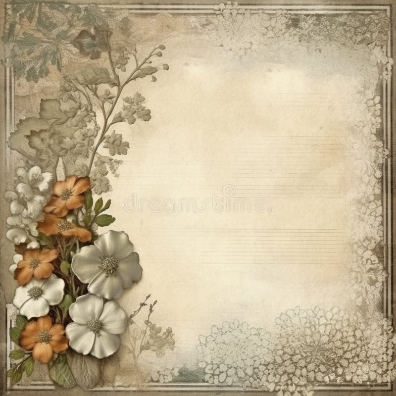 Blank Scrapbook Page with Flower Border, Created with Generative AI ...
